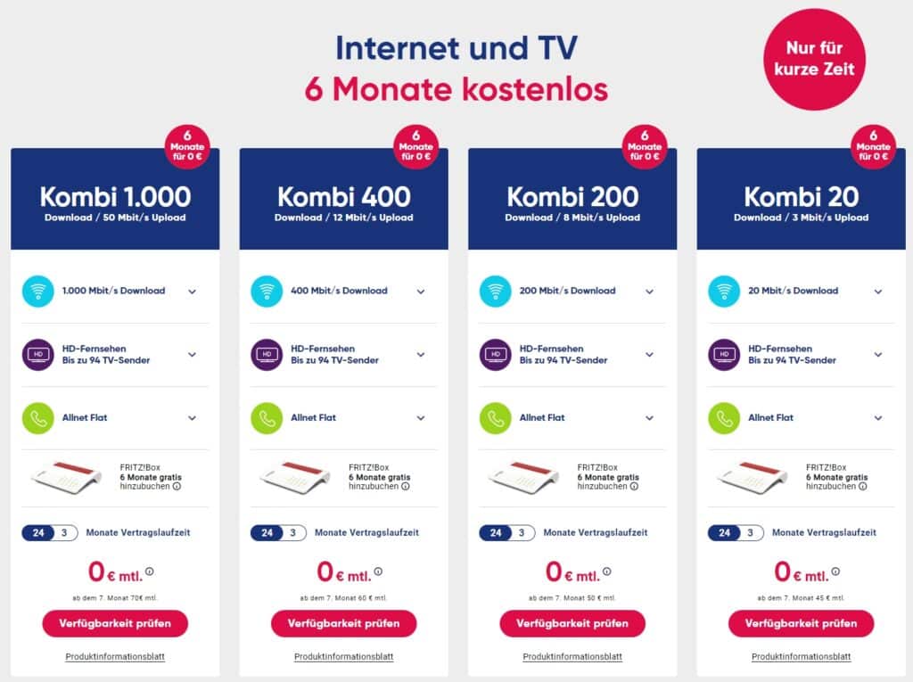 PŸUR Kombi Angebot ab 0€ mtl. (6 Monate kostenlos) inkl. Fritzbox!