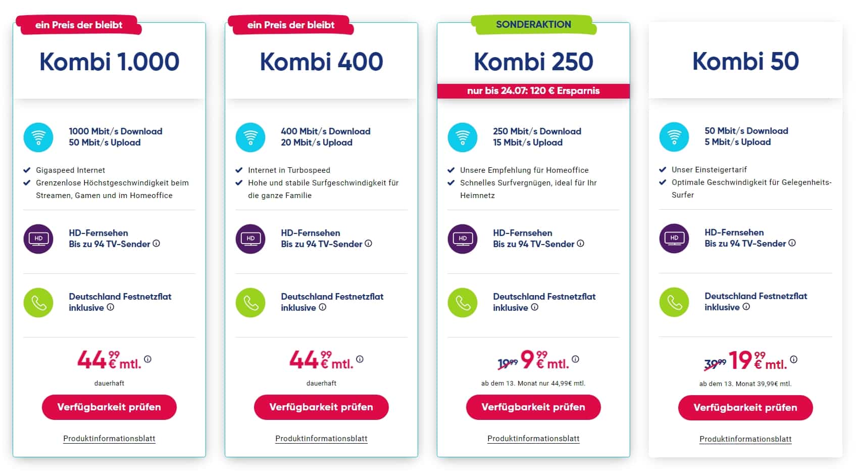 PŸUR Kombi Angebot ab 9,99€ mtl. (12 Monate 50% Rabatt) + Fixpreis!